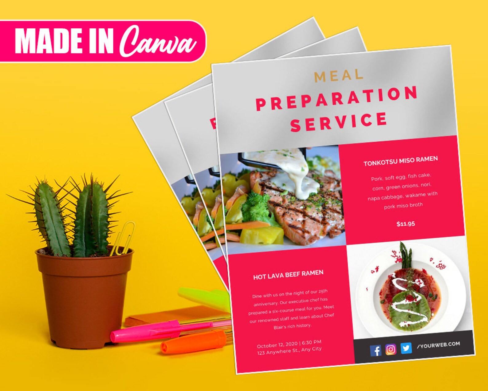 Meal Preparation Service Flyer, DIY Canva Meal Preparation Service ...