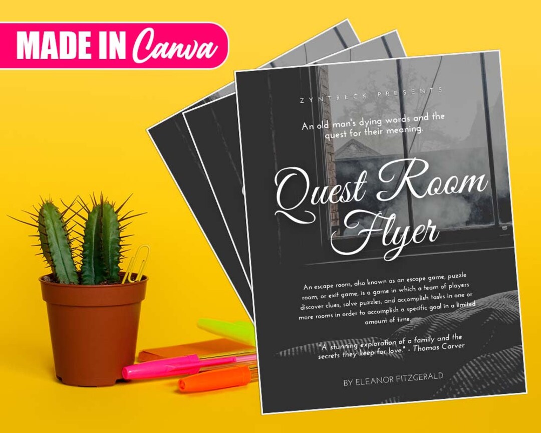 Quest Room Flyer, DIY Canva Quest Room Flyer Template, Editable Canva ...