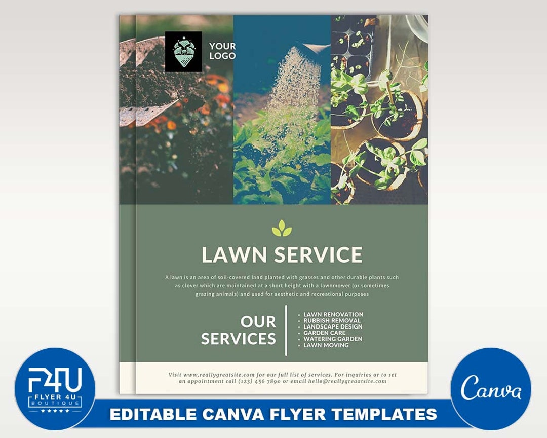 Lawn Service Flyer DIY Canva Lawn Service Flyer Template - Etsy
