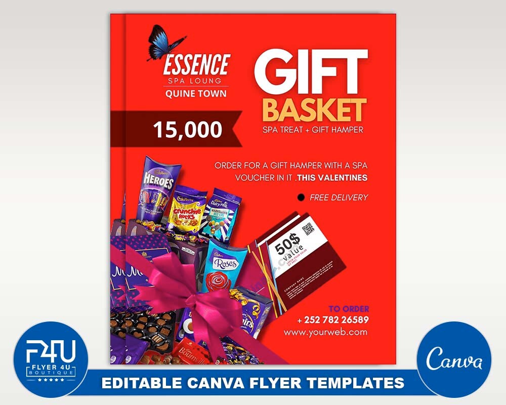 Gift Basket Flyer, DIY Canva Gift Basket Flyer Template 2022, Editable ...