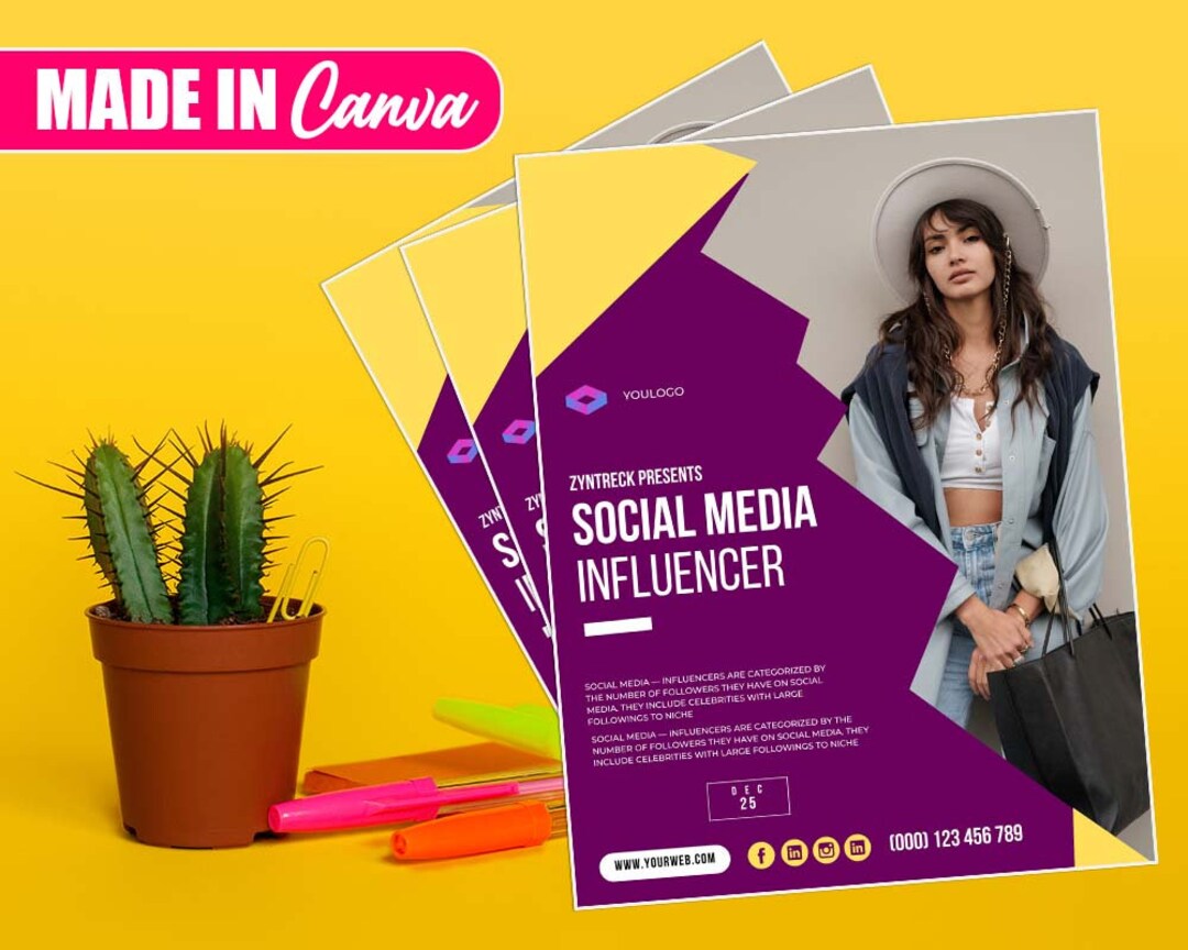 Social Media Influencer Flyer, DIY Canva Social Media Influencer ...