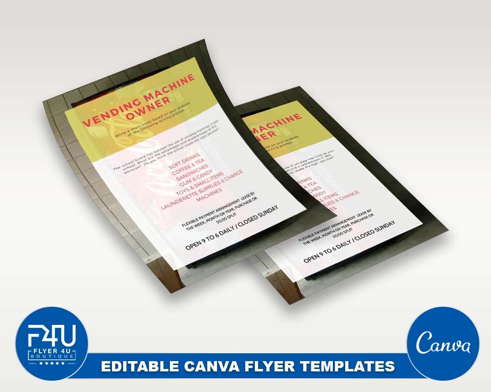 Vending Machine Flyer DIY Canva Vending Machine Template - Etsy