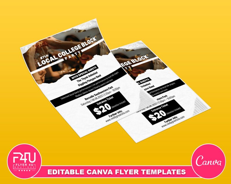 Local College Block Party Flyer DIY Canva Editable Local - Etsy