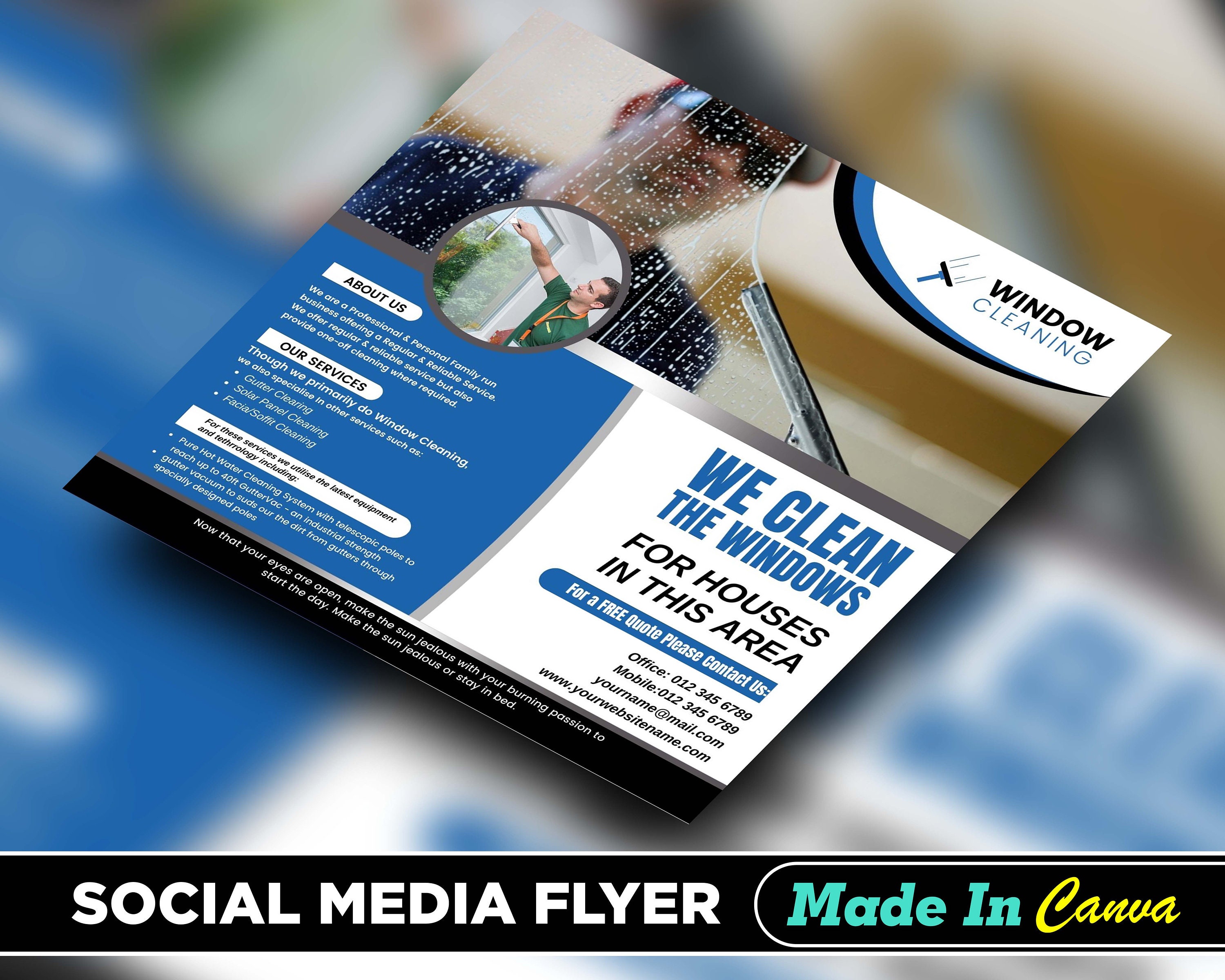 Window Cleaning Flyer, DIY Canva Window Cleaning Flyer Template 2022 ...
