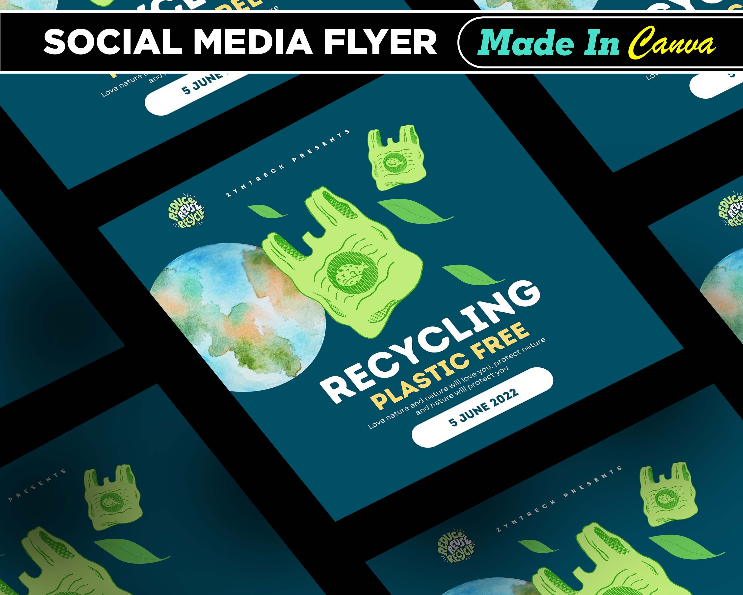 Recycling Flyer, DIY Canva Recycling Flyer Template 2022, Editable ...