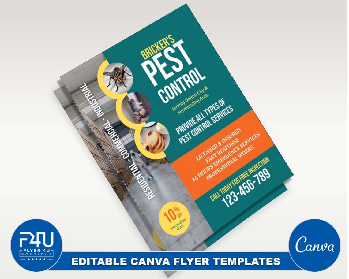 Pest Control Service Flyer DIY Canva Pest Control Service - Etsy