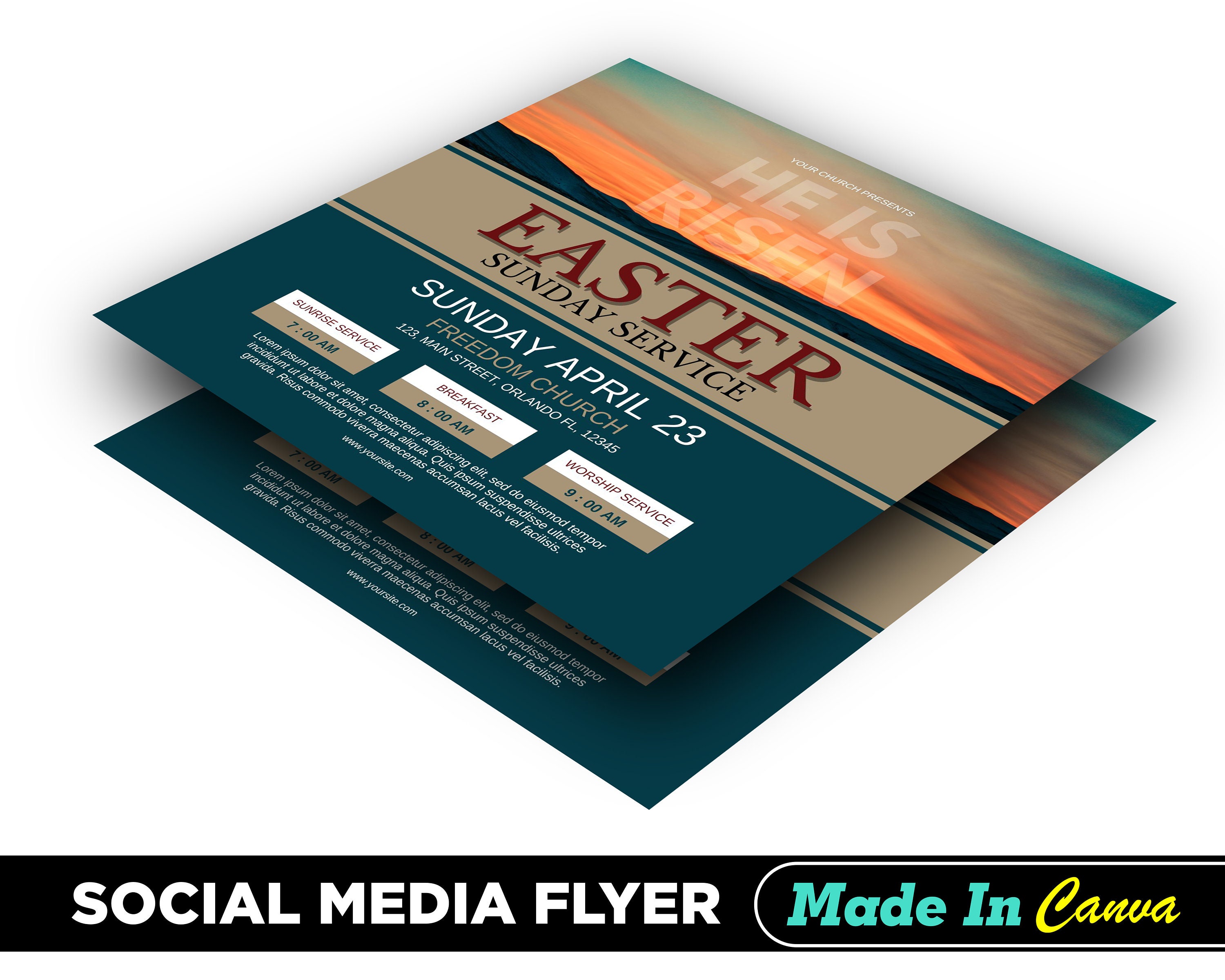 Easter Sunday Service Flyer, DIY Canva Easter Sunday Service Flyer ...