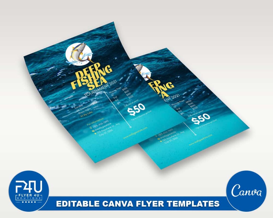 Sport Fishing Charter Boat Flyer DIY Canva Sport Fishing | Etsy