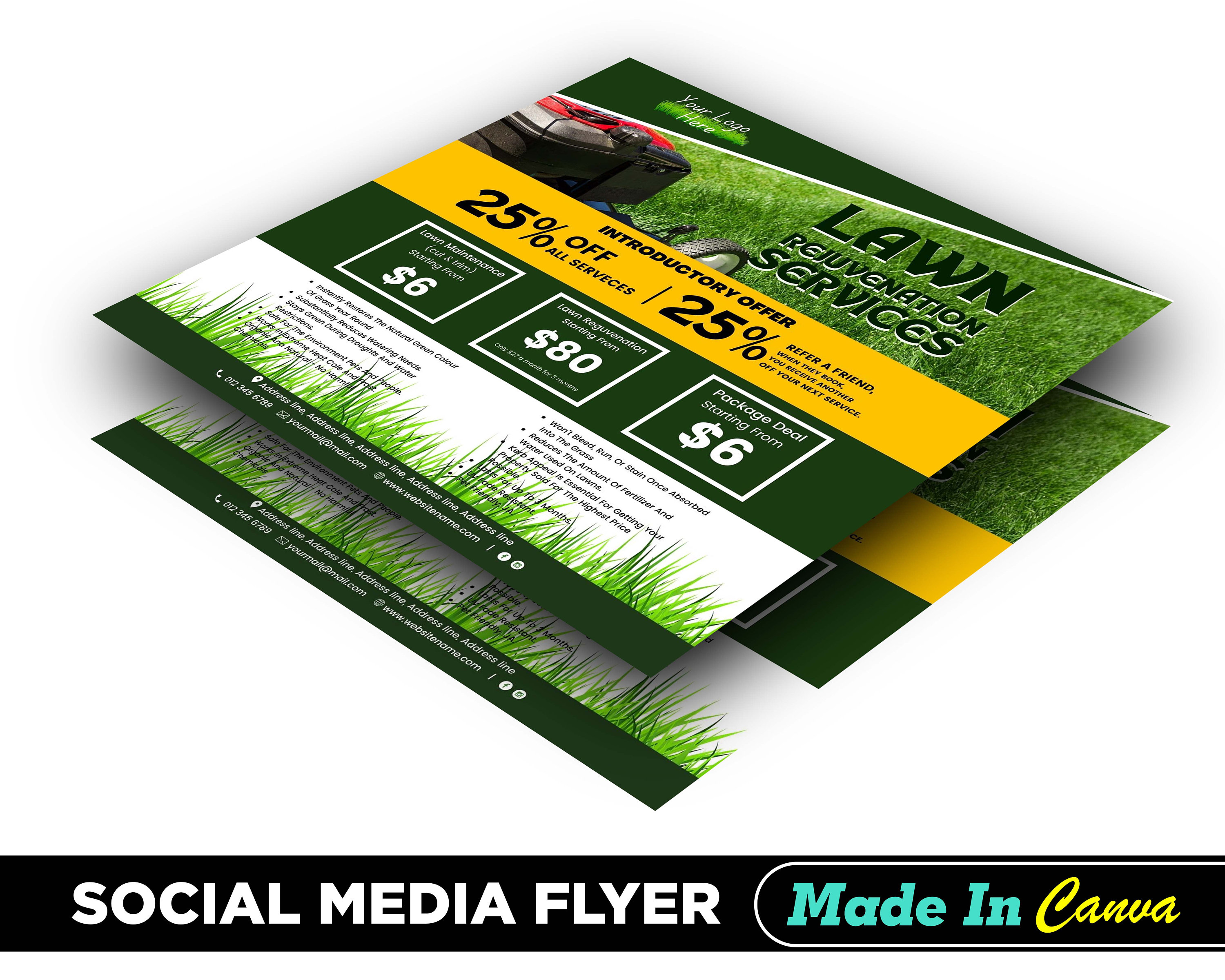 Grass Company Flyer DIY Canva Grass Company Flyer Template - Etsy
