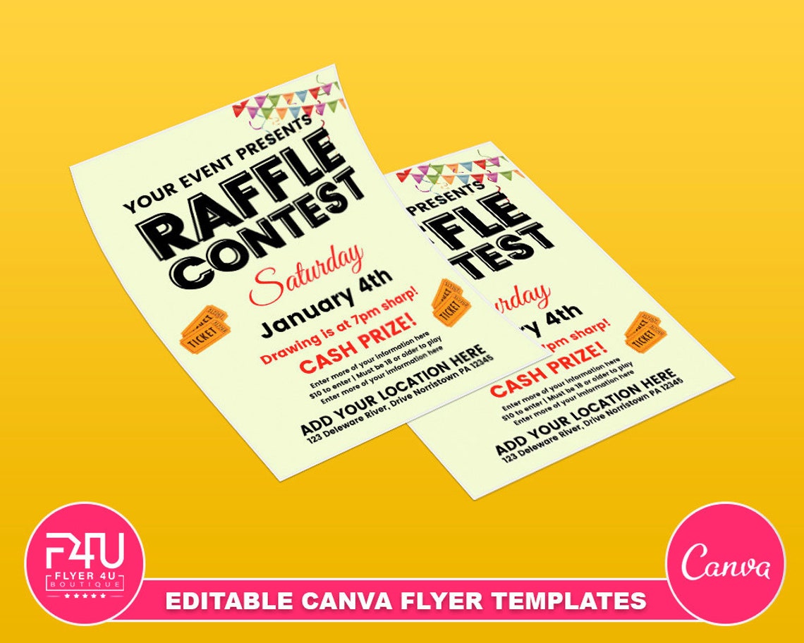 Raffle Flyer DIY Canva Raffle Flyer Template 2022 Editable - Etsy