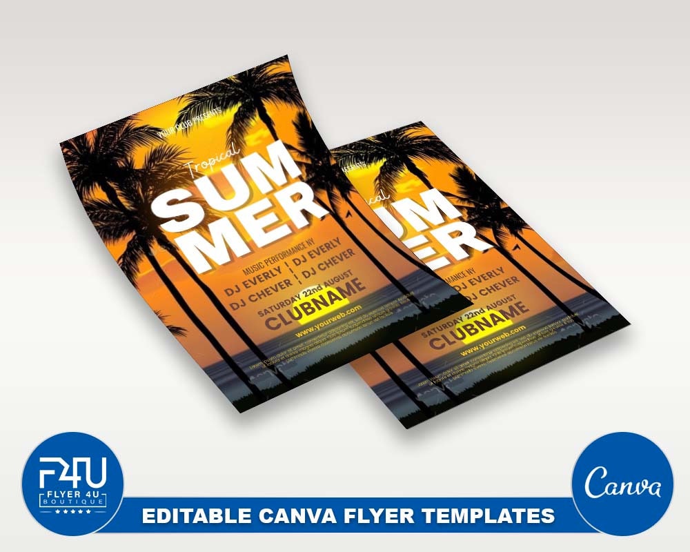 Summer Flyer, DIY Canva Summer Flyer Template 2022, Editable Canva US ...