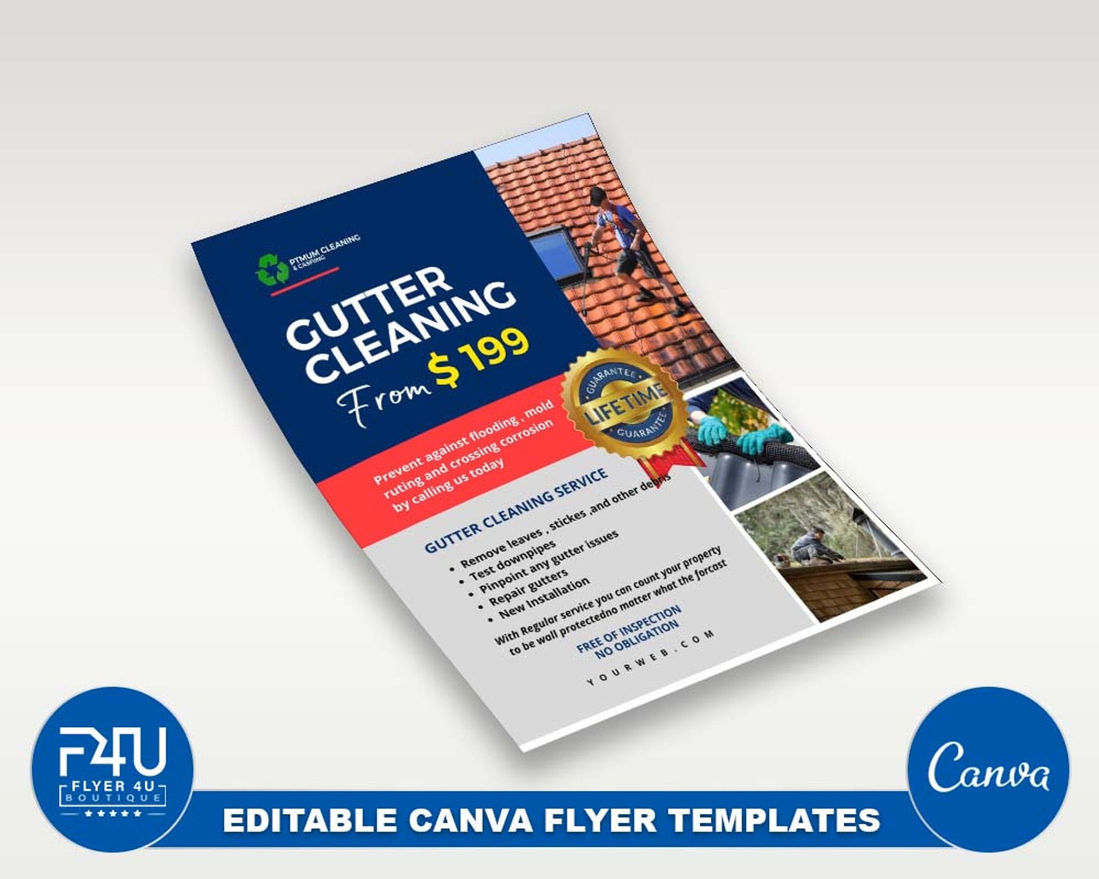 Gutter Cleaning Flyer, DIY Canva Gutter Cleaning Flyer Template 2022 ...