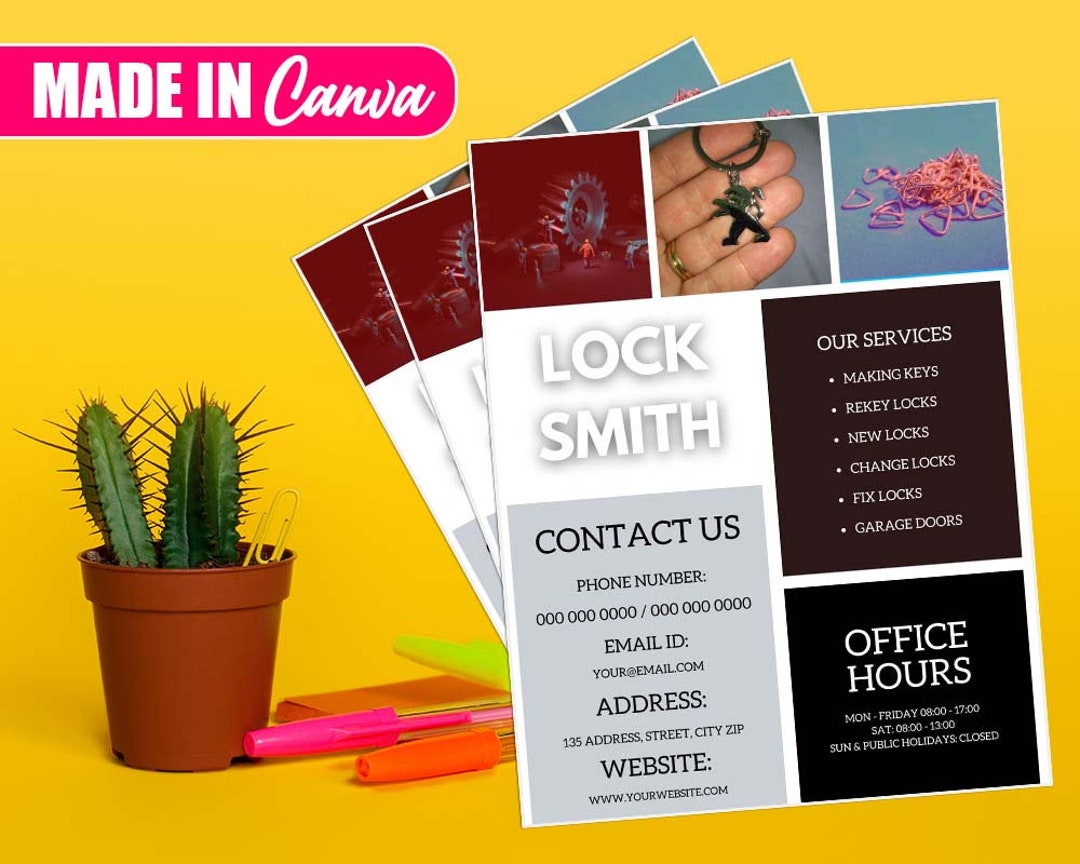 Locksmith Service Flyer, DIY Canva Locksmith Service Flyer Template ...