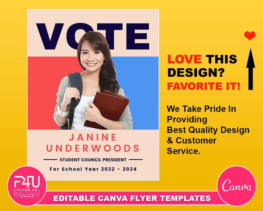 University Election Campaign Flyer DIY Canva University - Etsy
