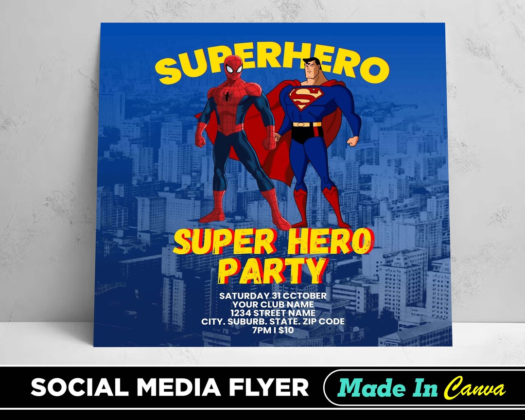 Comic Superhero Flyer, DIY Canva Comic Superhero Flyer Template 2022 ...