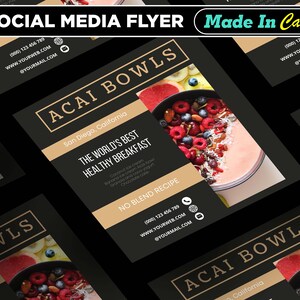 Acai Bowls Flyer DIY Canva Acai Bowls Flyer Template 2022 - Etsy