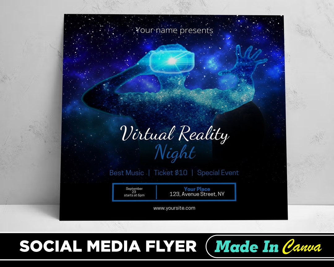 Virtual Flyer, DIY Canva Virtual Flyer Template, Editable Canva Social ...
