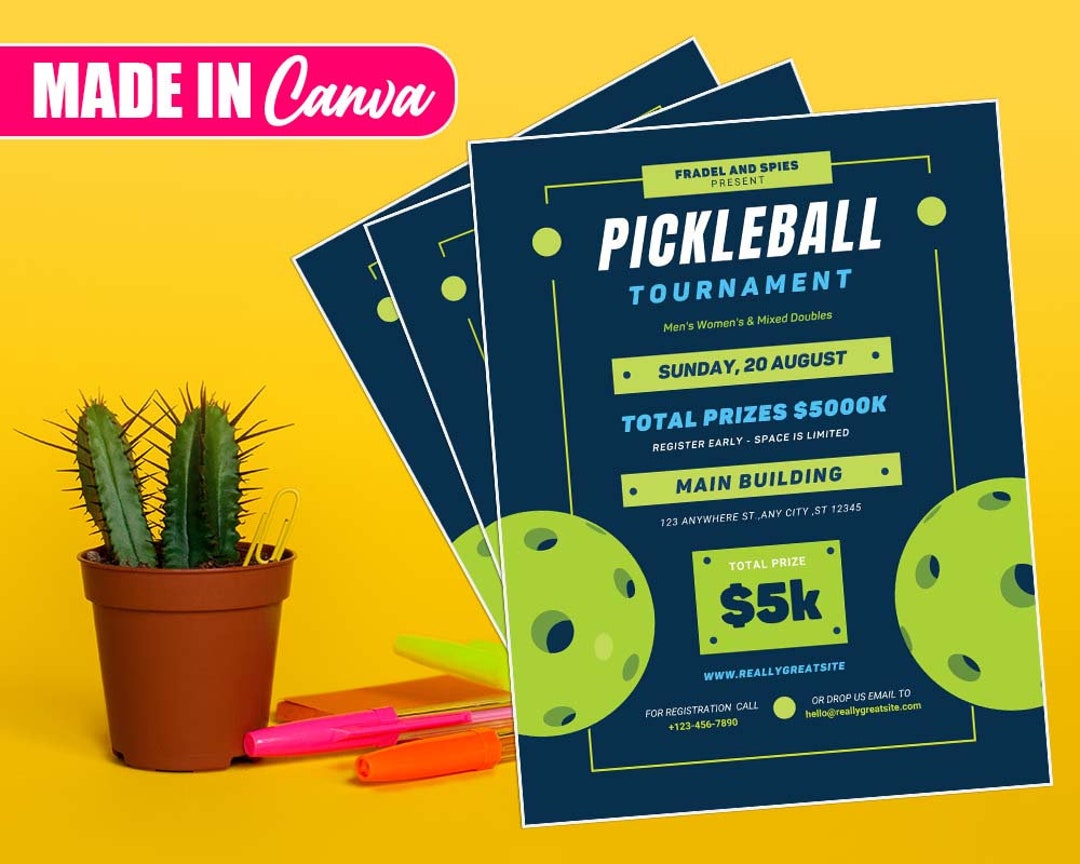 Pickleball Tournament Flyer, DIY Canva Pickleball Tournament Flyer ...