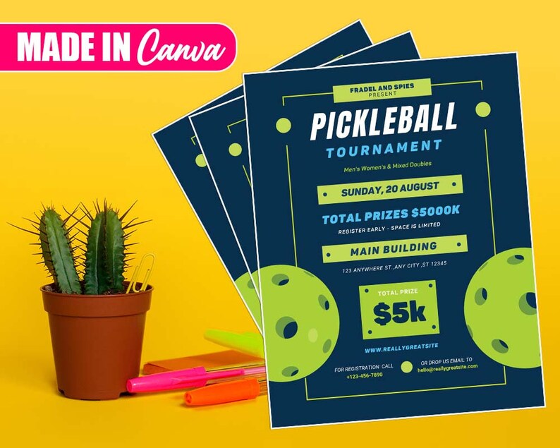 Pickleball Tournament Flyer, DIY Canva Pickleball Tournament Flyer ...
