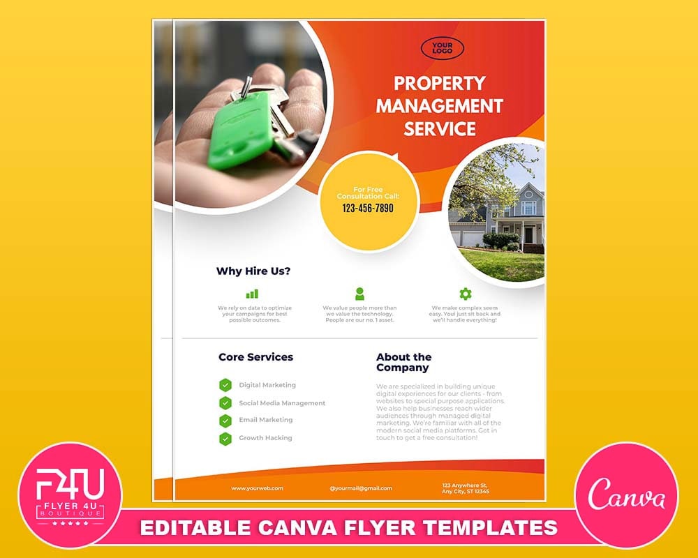 Property Management Service Flyer DIY Canva Property - Etsy