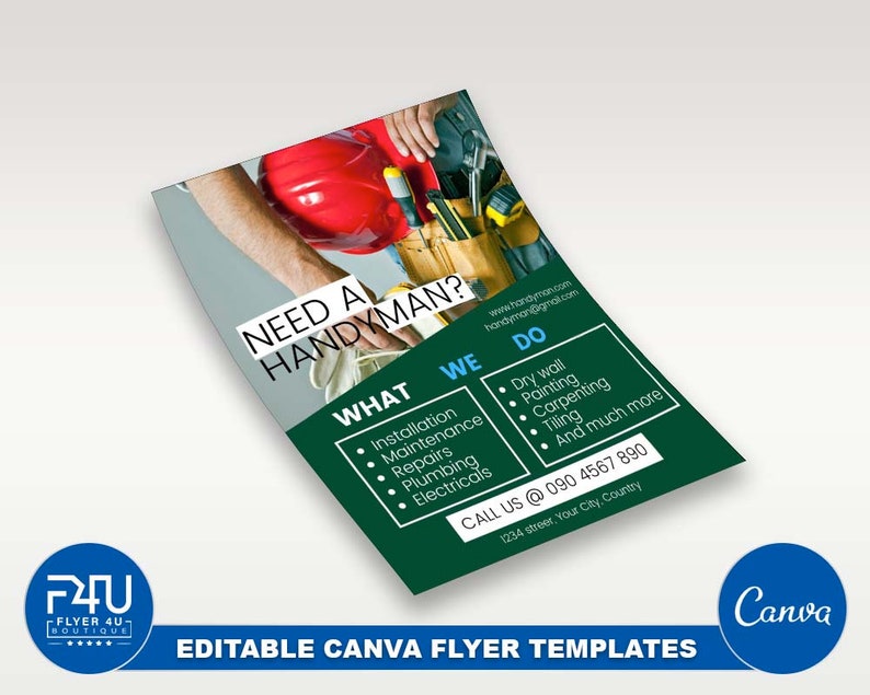 Handyman Service Flyer, DIY Canva Handyman Service Flyer Template 2022 ...