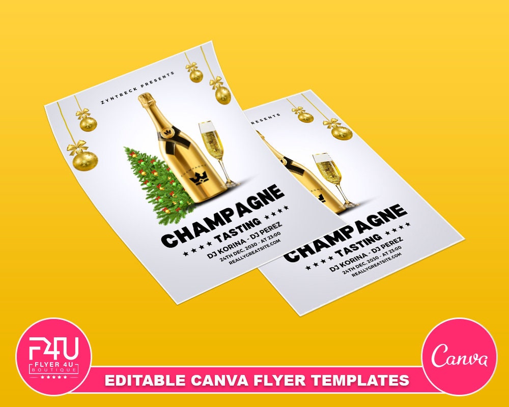 Champagne Tasting Party Flyer DIY Canva Champagne Tasting - Etsy