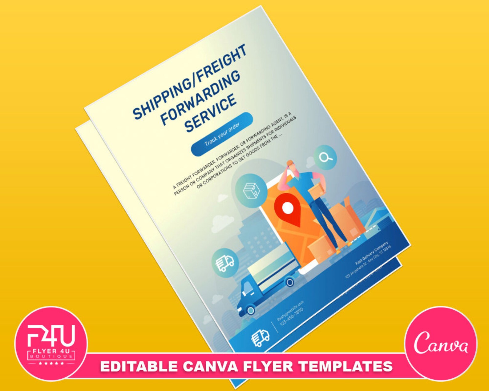 Shipping Freight Forwarding Flyer, DIY Canva Shipping Freight ...