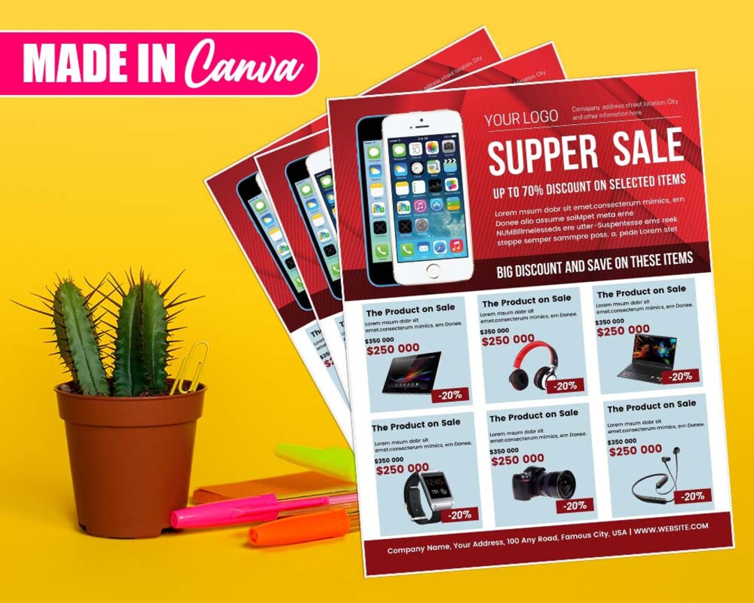 Smartphone Sale Flyer, DIY Canva Smartphone Sale Flyer, Editable Canva ...