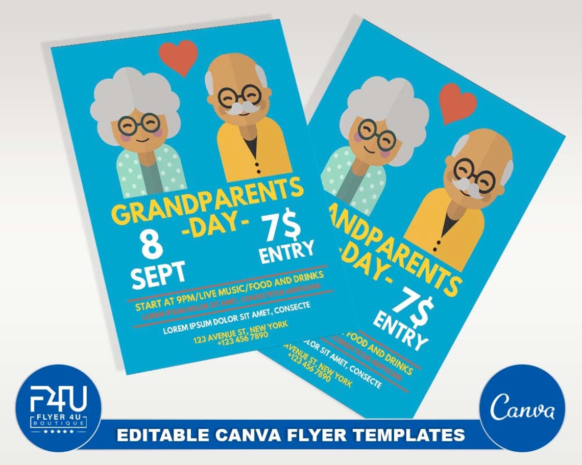Grandparents Day Flyer DIY Canva Grandparents Day Flyer - Etsy