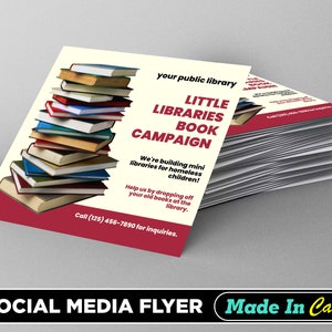 Book Drives Flyer, DIY Canva Book Drives Flyer Template 2022, Editable ...