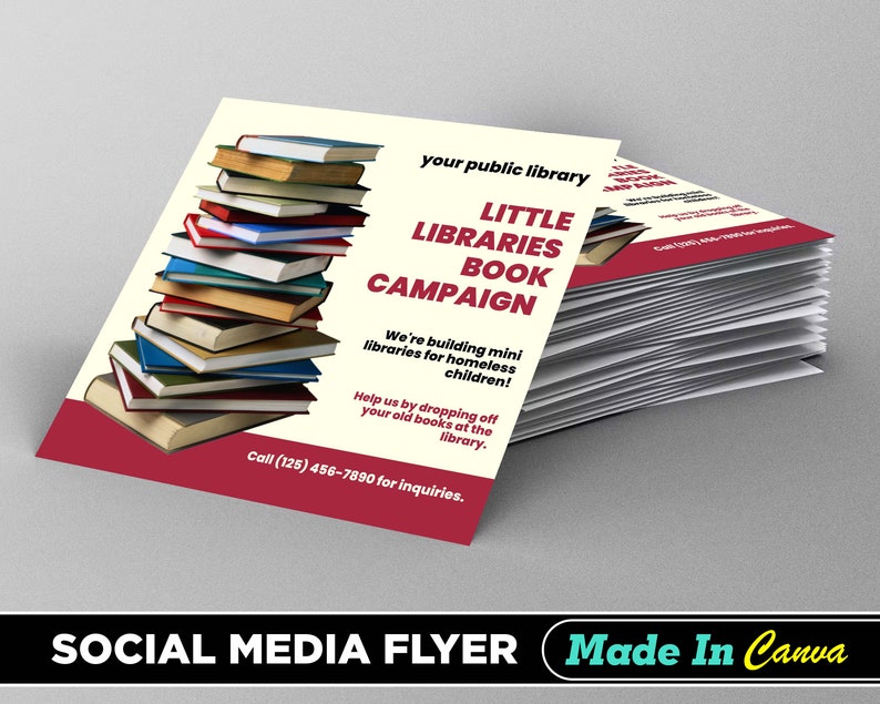 Book Drives Flyer, DIY Canva Book Drives Flyer Template 2022, Editable ...