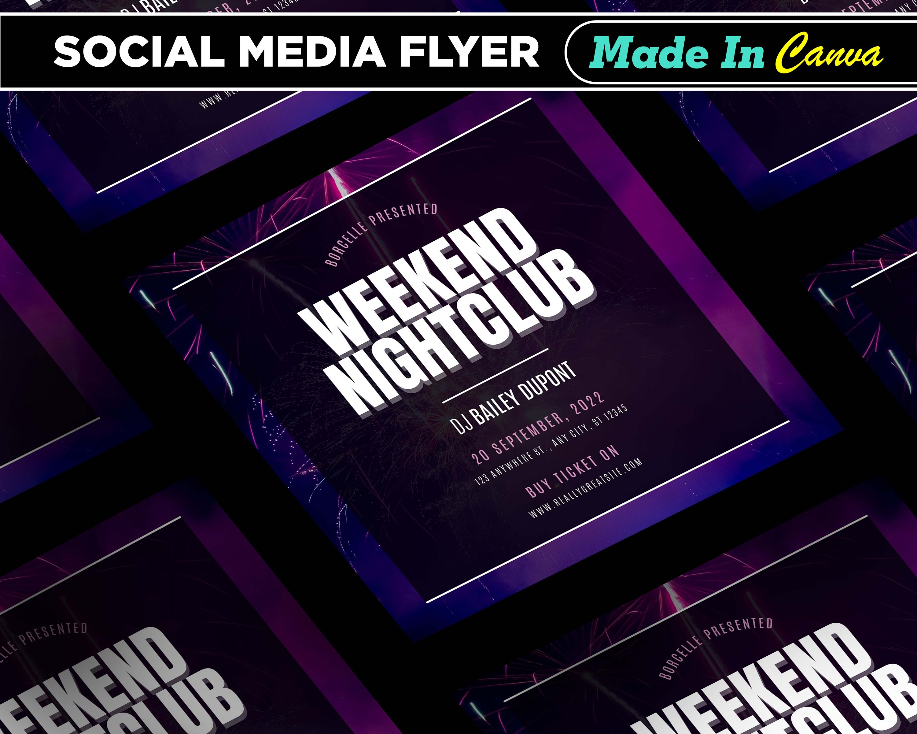 Weekend Nightclub Flyer, DIY Canva Weekend Nightclub Flyer Template ...