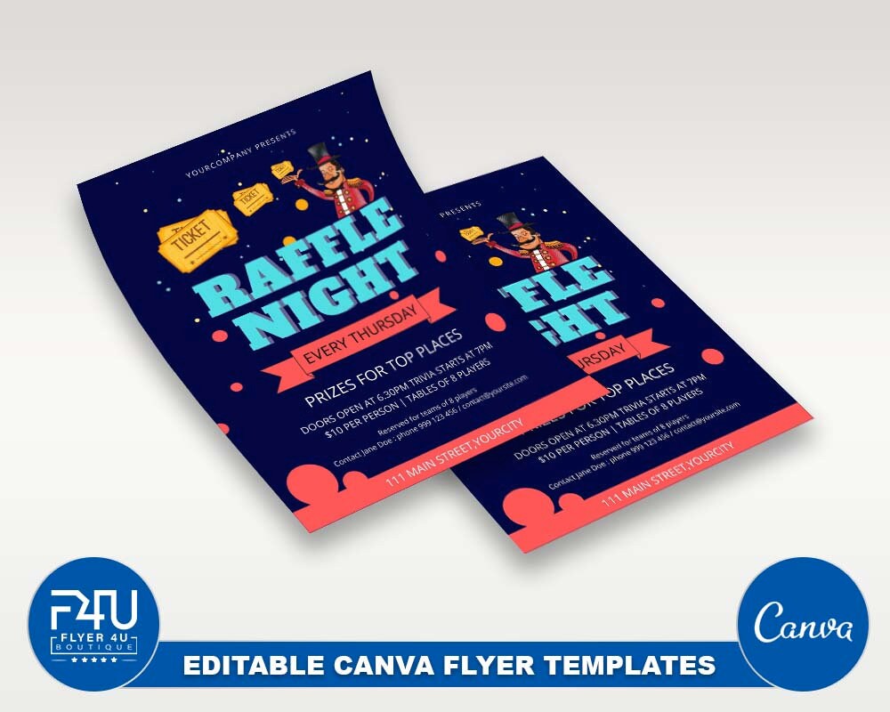 Raffle Flyer, DIY Canva Raffle Flyer Template 2022, Editable Canva US ...