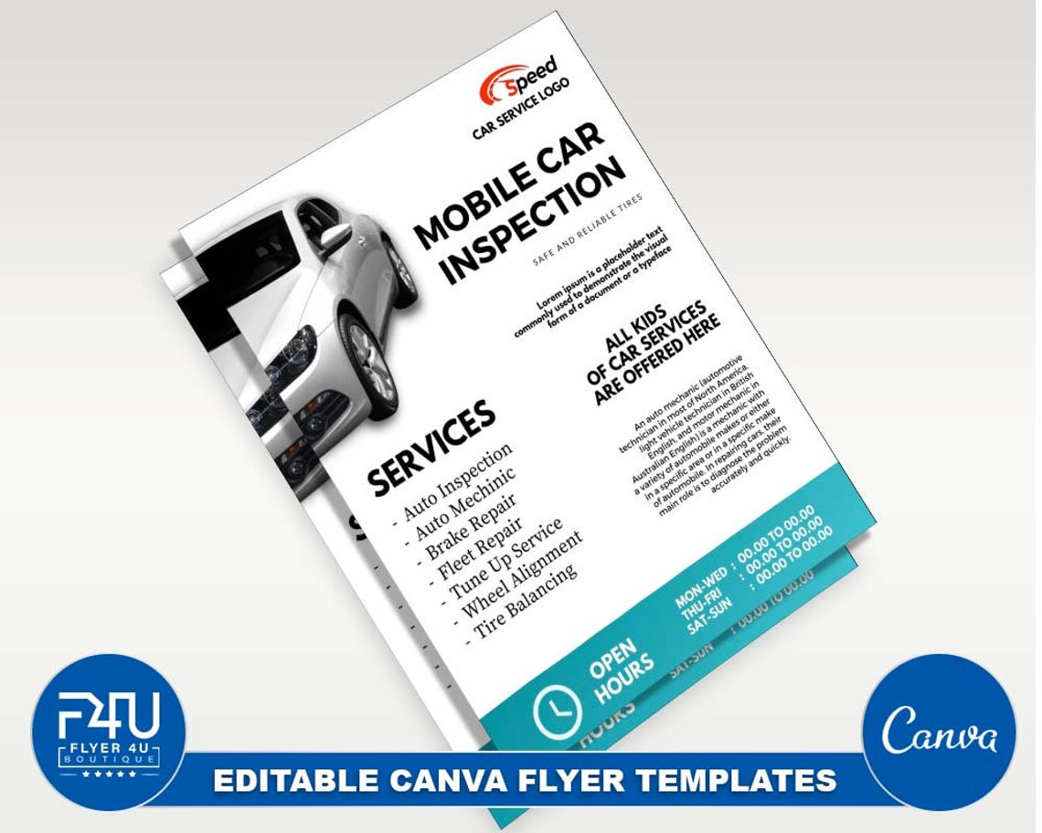 Mobile Car Inspection Flyer DIY Canva Mobile Car Inspection - Etsy