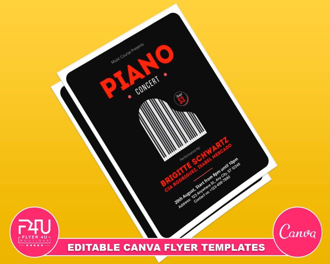 Piano Concerto Flyer DIY Canva Piano Concerto Flyer Template - Etsy