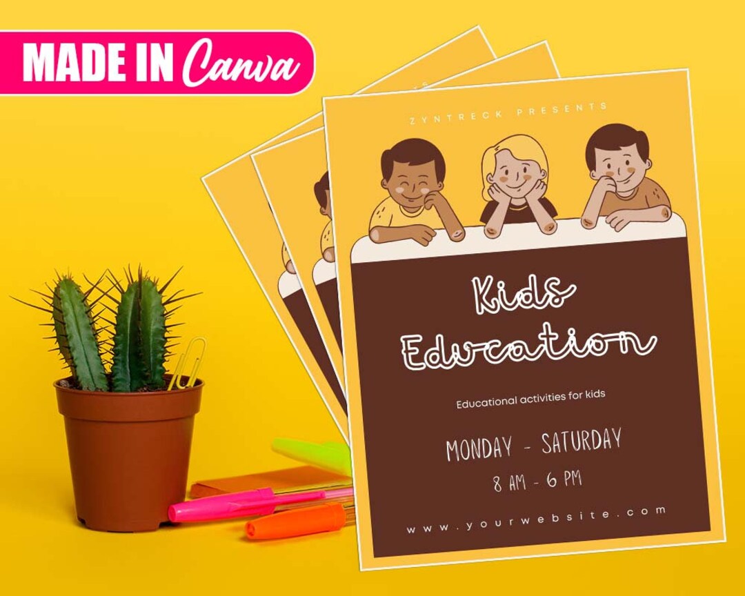 Kids Education Flyer, DIY Canva Kids Education Flyer Template, Editable ...