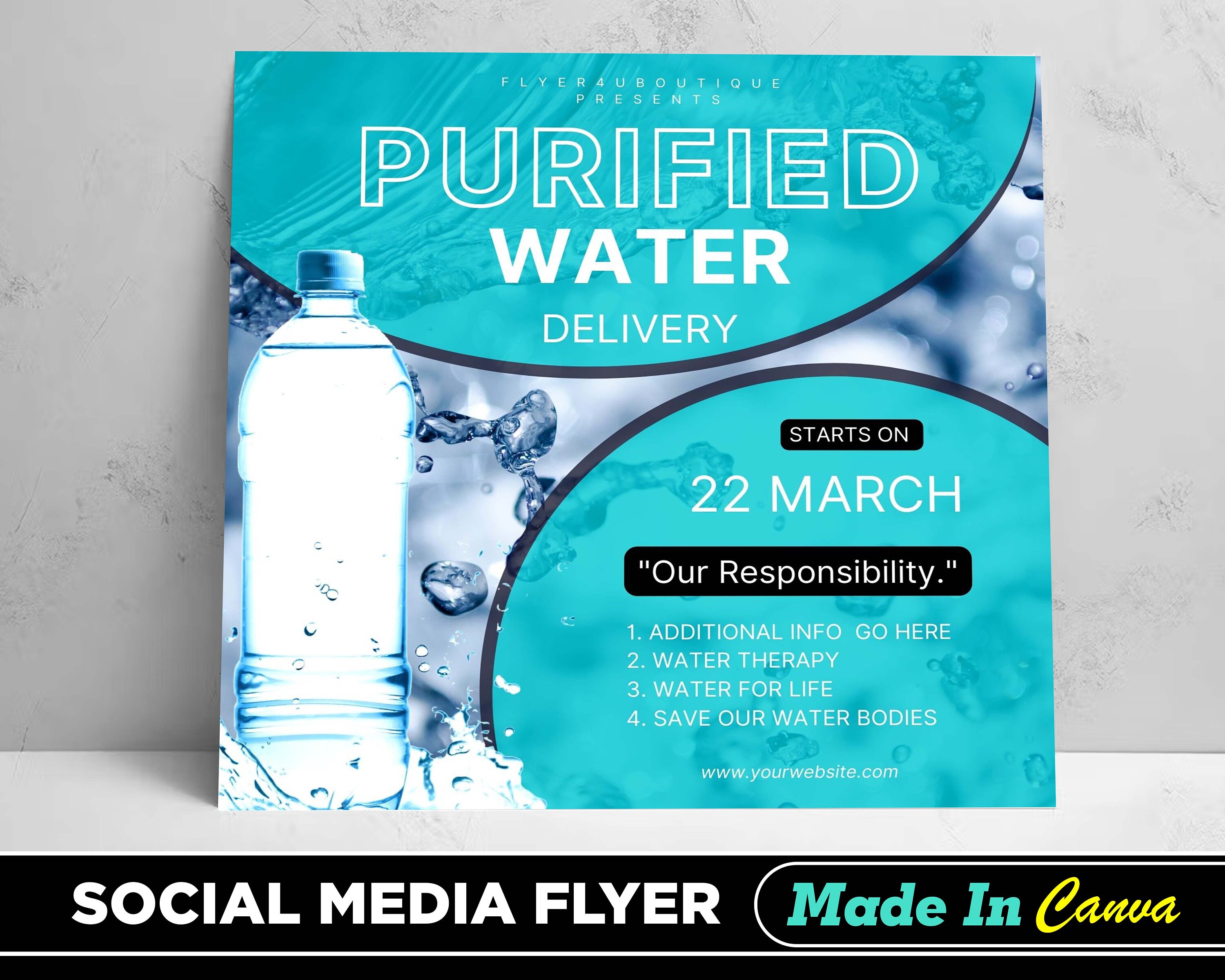 Purified Water Delivery Flyer DIY Canva Purified Water - Etsy