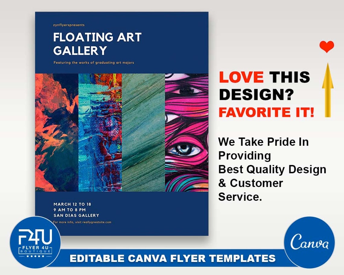 Floating Art Gallery Flyer DIY Canva Floating Art Gallery | Etsy