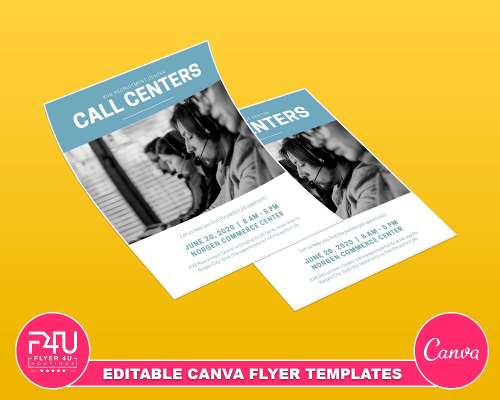 Call Centers Flyer, DIY Canva Call Centers Flyer Template, Editable ...