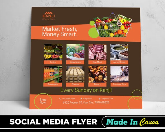 Grocery Store Flyer DIY Canva Grocery Store Flyer Template - Etsy