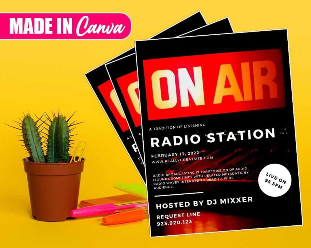 Radio Station Flyer, DIY Canva Radio Station Flyer Template 2022 ...