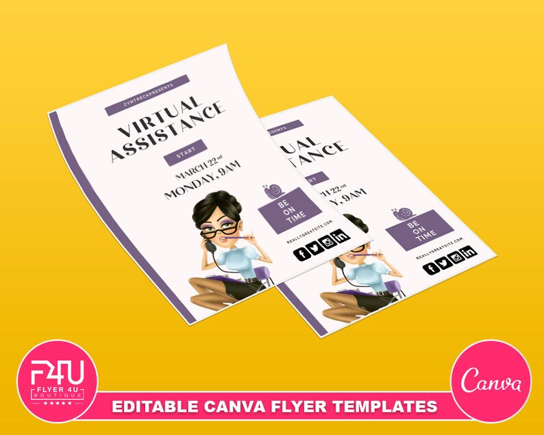Virtual Assistant Flyer, DIY Canva Virtual Assistant Flyer Template ...