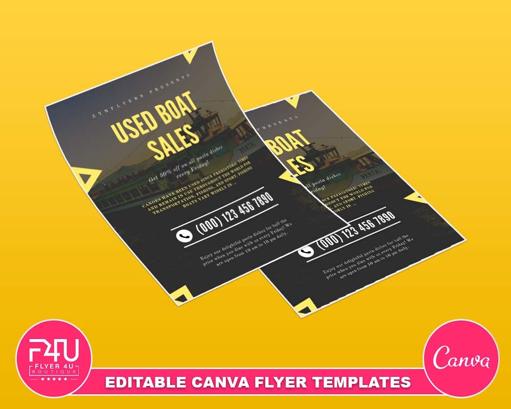 Used Boat Sales Flyer, DIY Canva Used Boat Sales Flyer Template 2022 ...