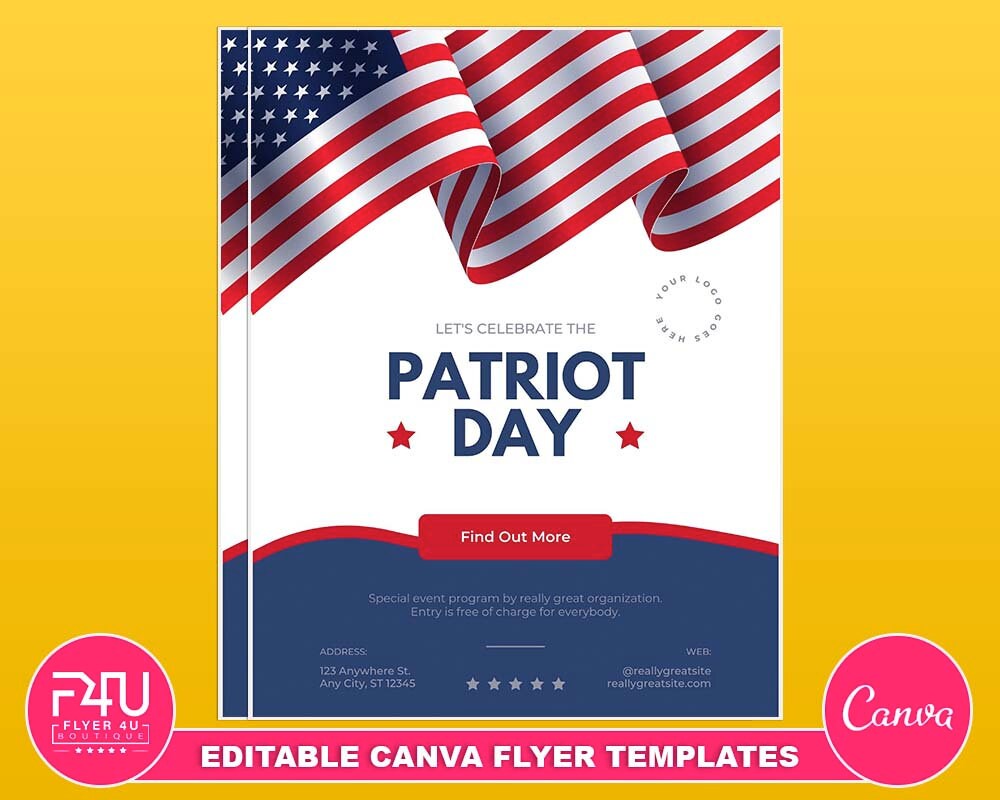 Patriot Day Flyer, DIY Canva Patriot Day Flyer, Editable Canva US ...
