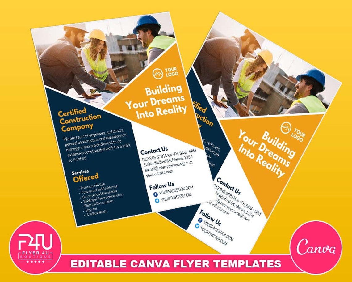 Concrete Business Flyers DIY Canva Concrete Business Flyers | Etsy