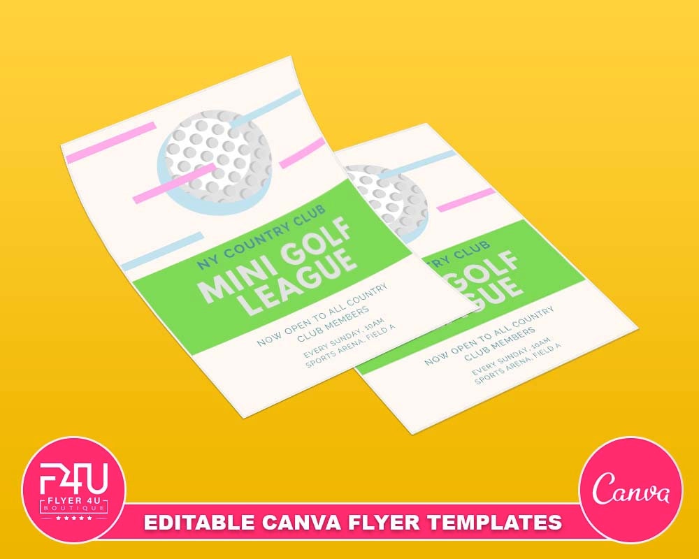 Mini Golf Flyer, DIY Canva Mini Golf Templates, Editable Canva US ...