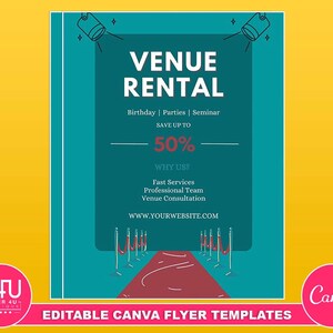 Venue Rental Flyer, DIY Canva Venue Rental Templates, Editable Canva US ...