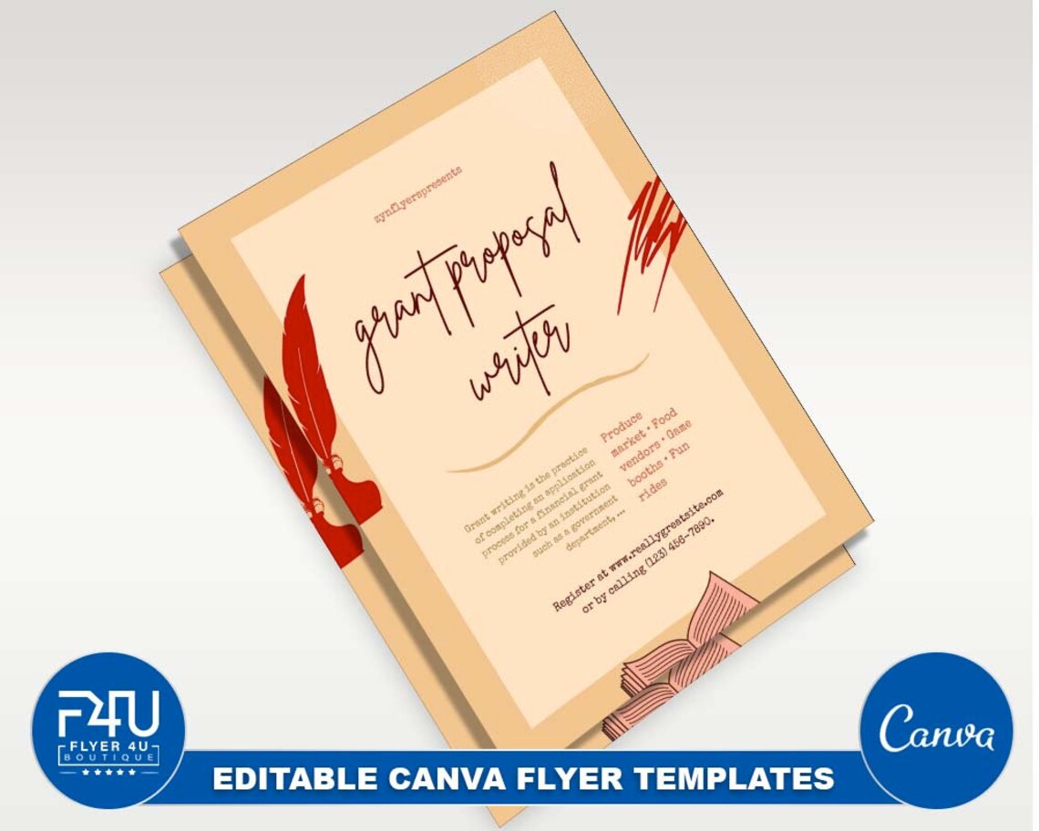 Grant Proposal Writer Flyer DIY Canva Grant Proposal Writer | Etsy