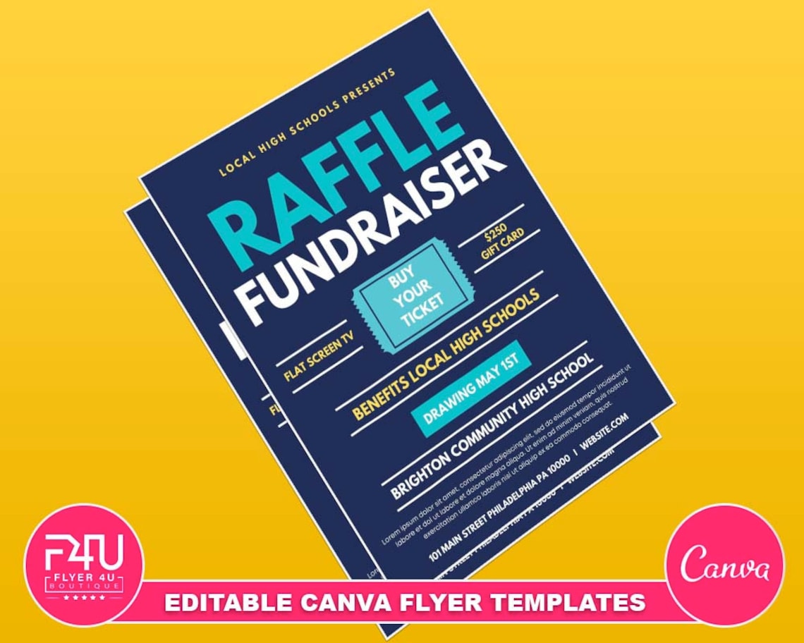 Raffle Fundraiser Flyer DIY Canva Raffle Fundraiser - Etsy