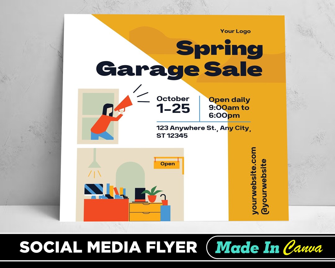 Spring Garage Sale Flyer, DIY Canva Spring Garage Sale Flyer Template ...